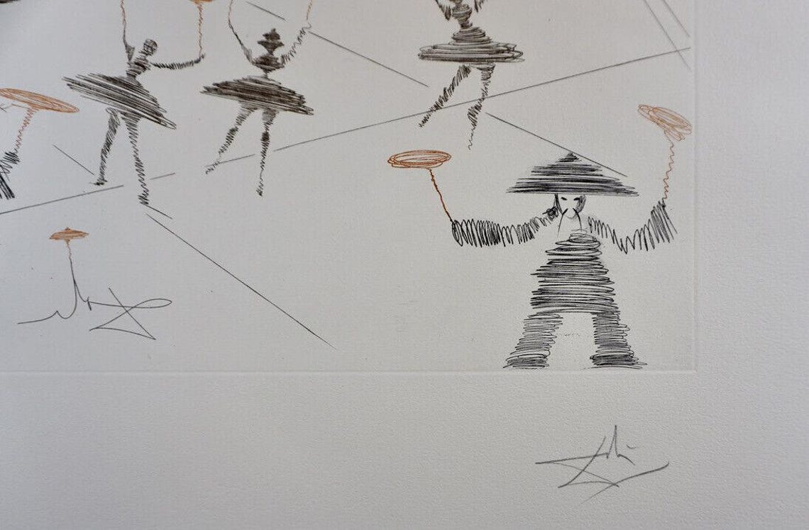 DALI Le Cirque Chinois Hand Signed Numbered Etching Surrealism RARE ART ...