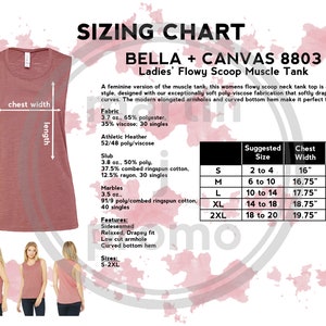 Bella Canvas 8803 Size Chart Color Guide 8803 Ladies' Flowy Scoop ...