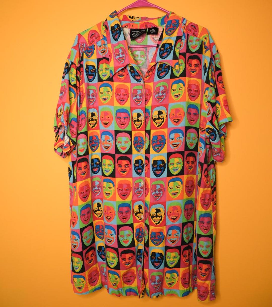 Vintage 90s Pop Art Faces Anthony Mark Hankins Button up Short Sleeve ...
