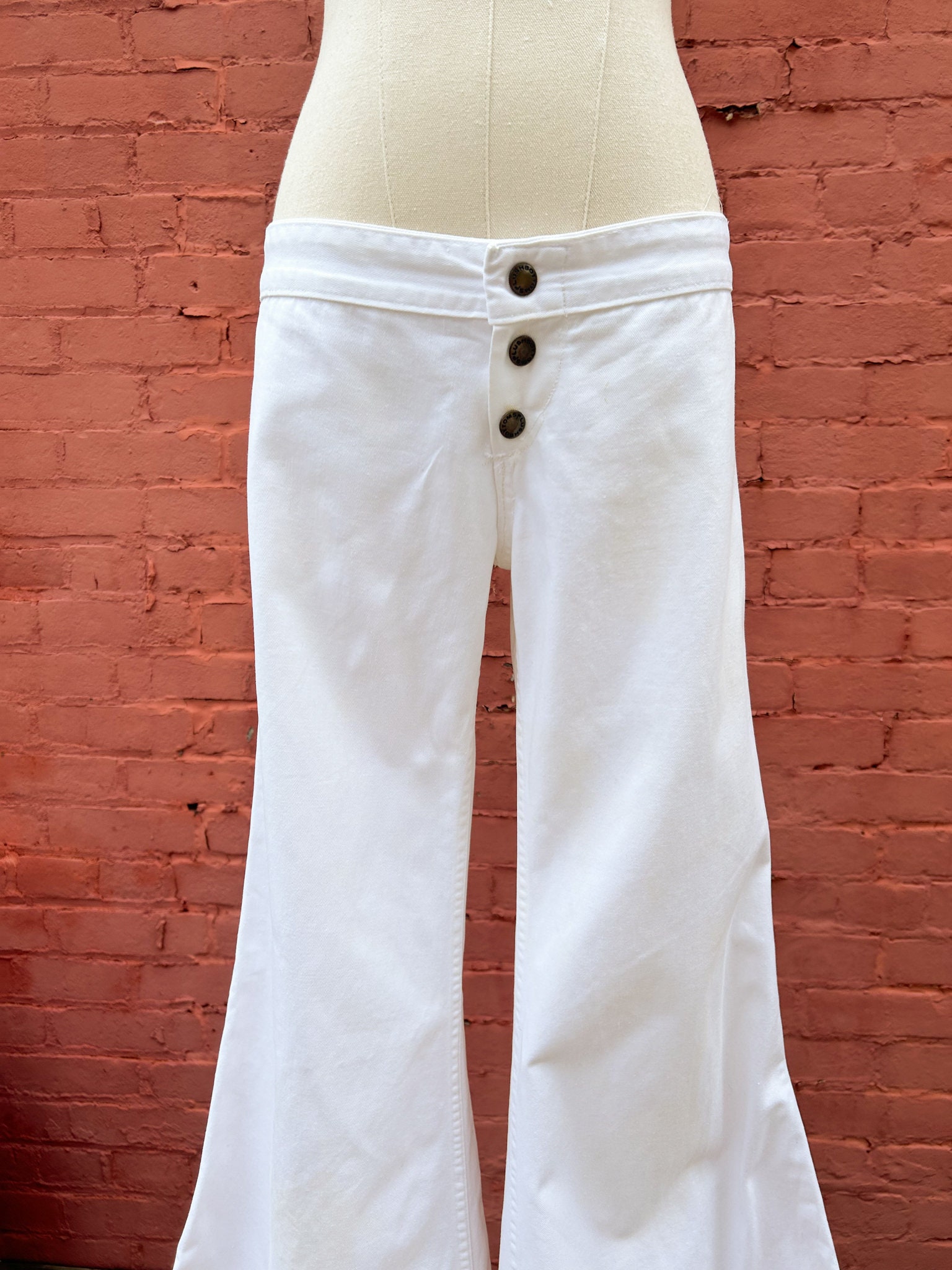 Rare Vintage 70s Plushbottoms White Wide Bell Bottom Denim Jeans ...