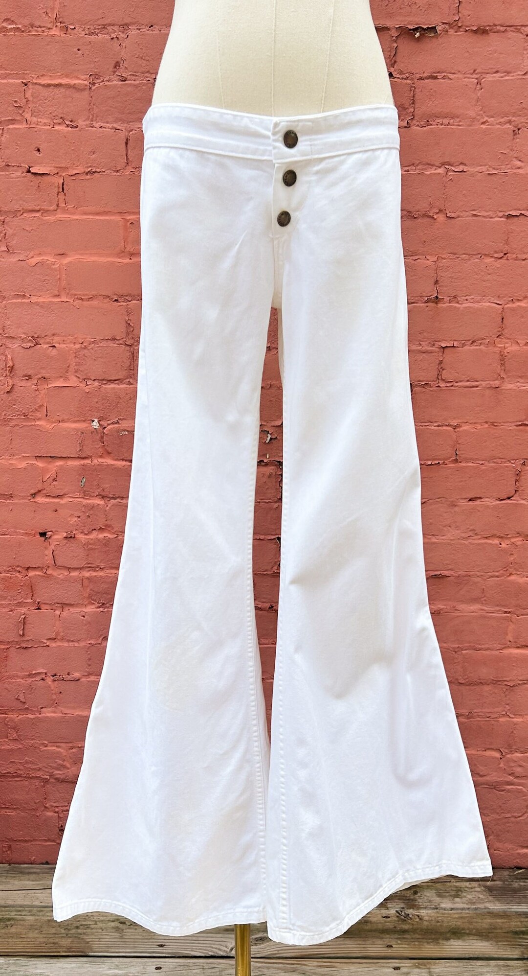 Rare Vintage 70s Plushbottoms White Wide Bell Bottom Denim Jeans ...