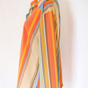 Vintage 70s Orange Yellow Blue Vertical Striped Button Down Barrymore ...