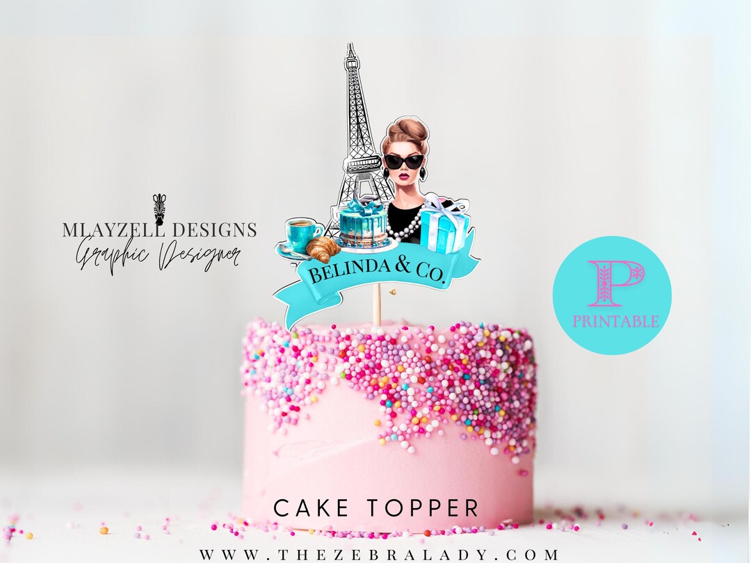 Personalized Breakfast at Tiffany's Audrey Girl Fashion Printable Cake ...