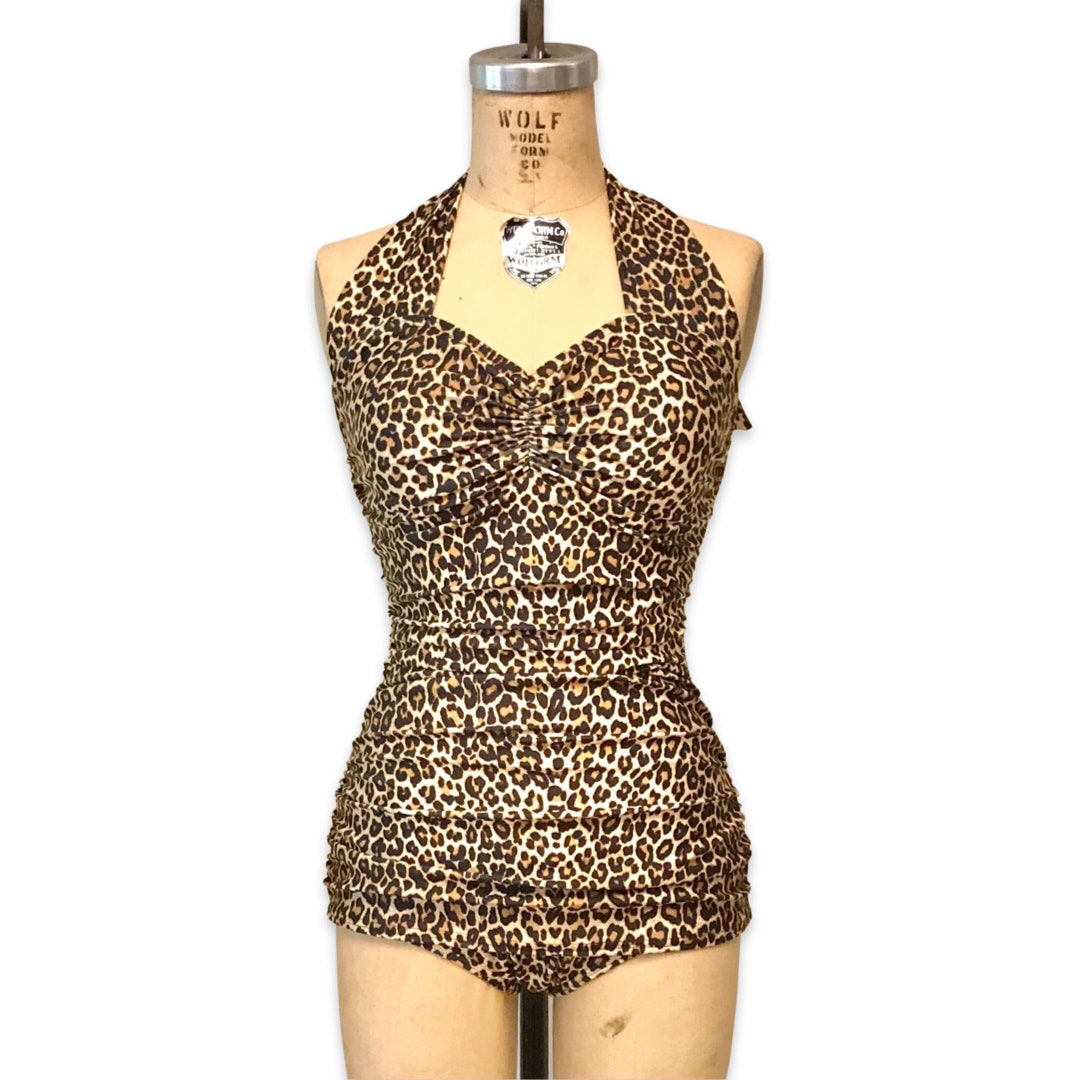 Helen Retro Vintage One Piece Women's Swimsuit - Cheetah Leopard Print ...