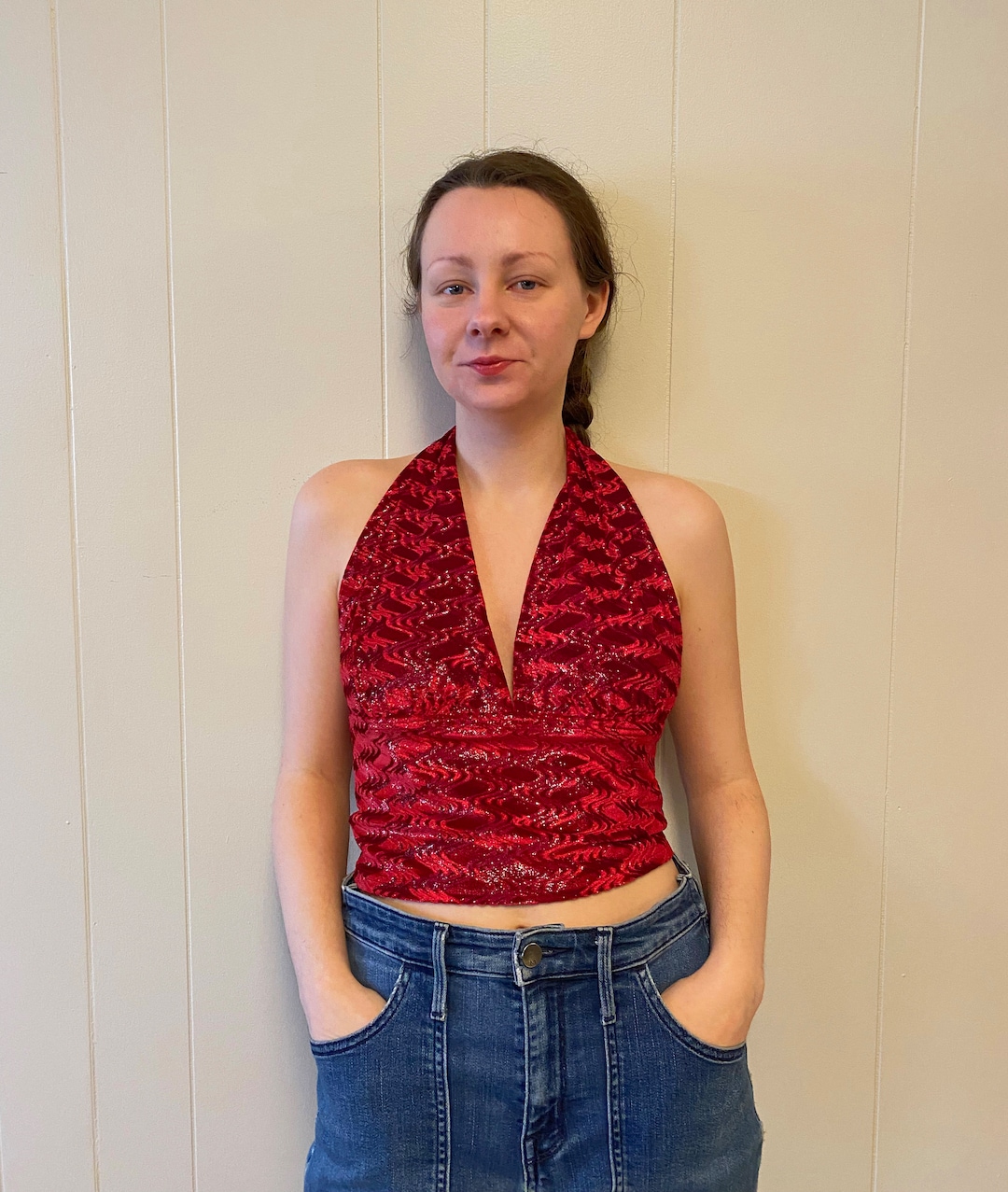 Tina Retro Vintage Women’s 70s Halter Top- Disco Halter Tie Top-made to ...