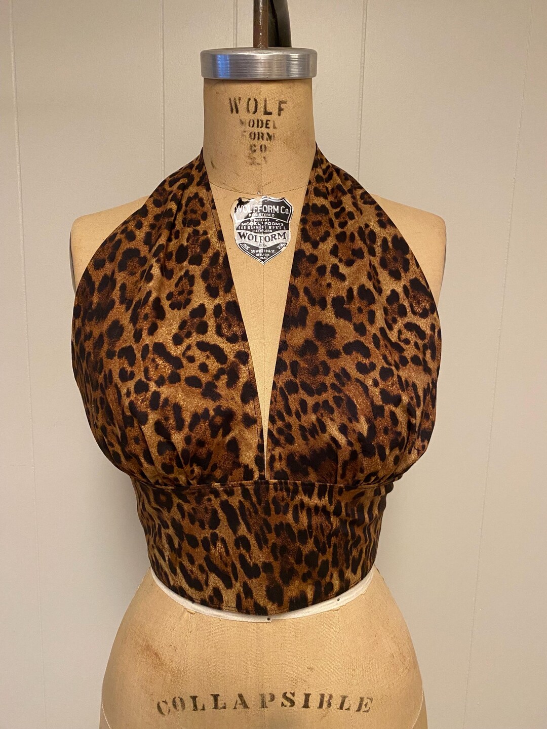 Mary Retro 70s Cheetah Print Halter Top: Tie Back - S/M - L/XL - Etsy