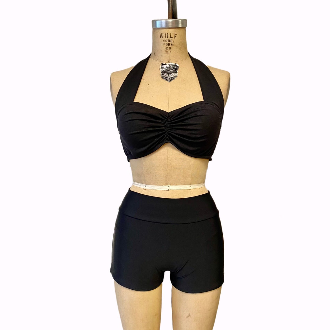 Helen Retro Vintage Women's 2 Piece Bikini Top and Xenia Swim Shorts ...