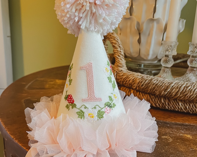 Strawberry Embroidered Party Hat - Etsy