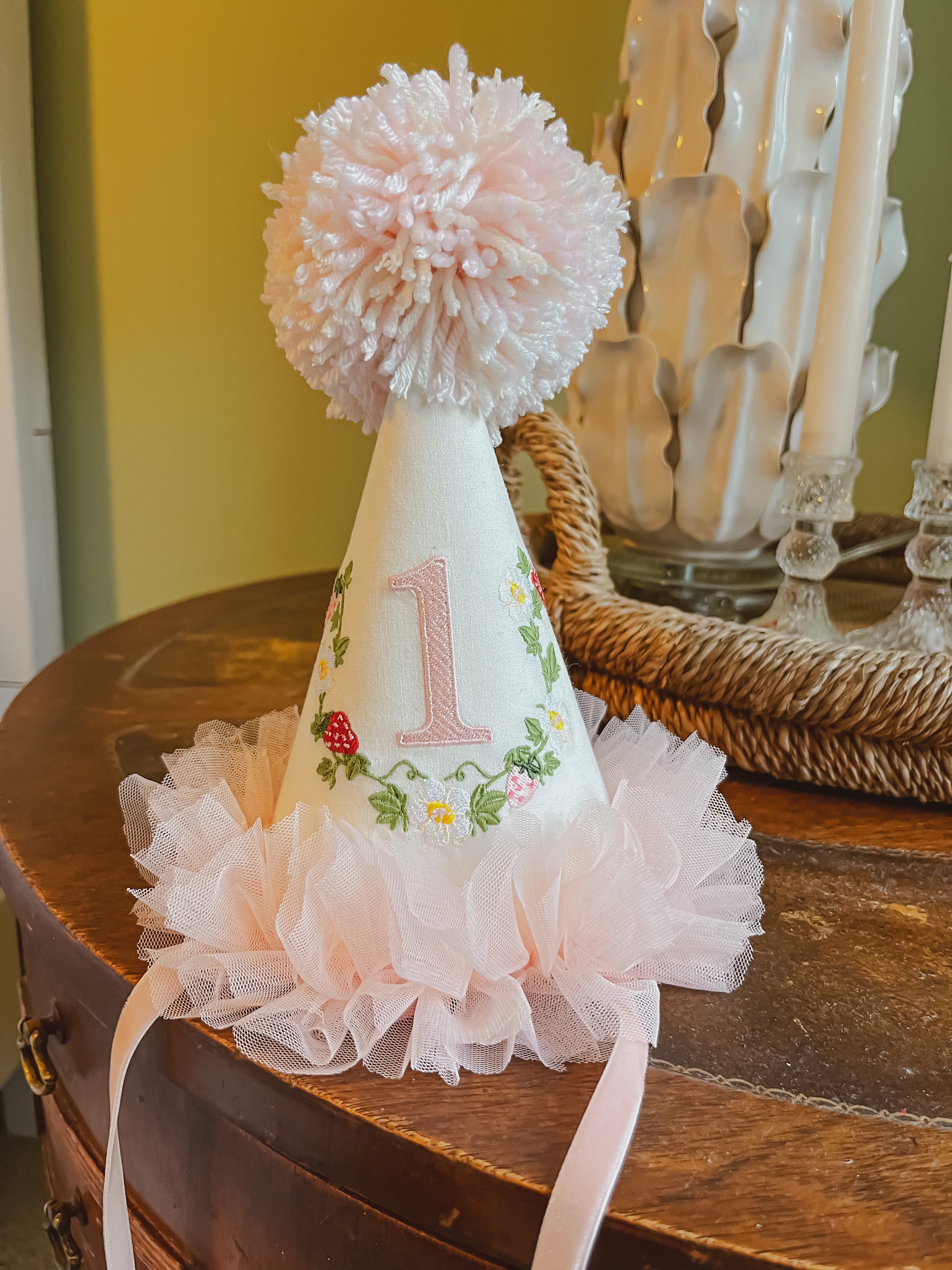 Strawberry Embroidered Party Hat - Etsy