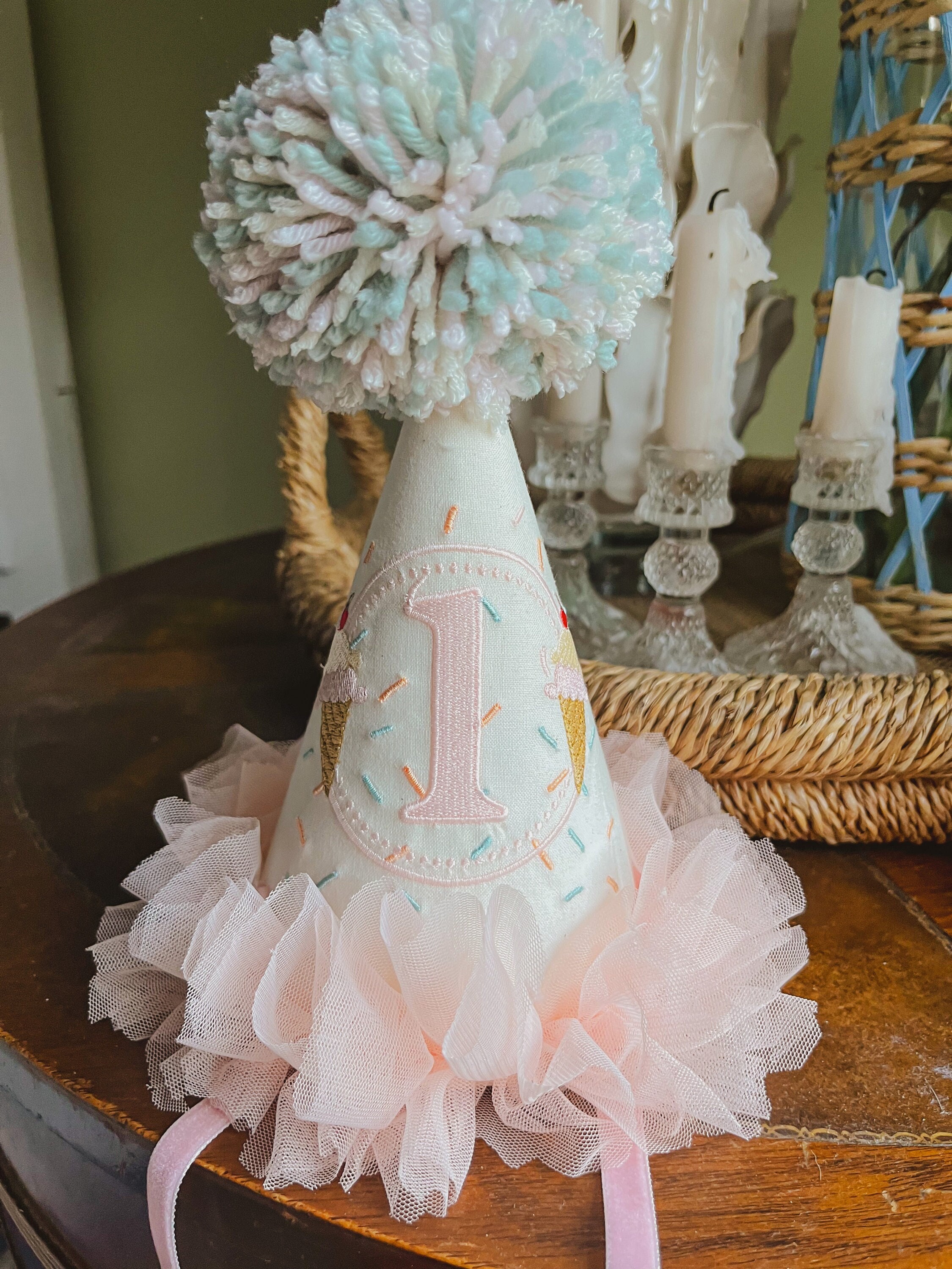 Ice Cream Themed Embroidered Party Hat - Etsy