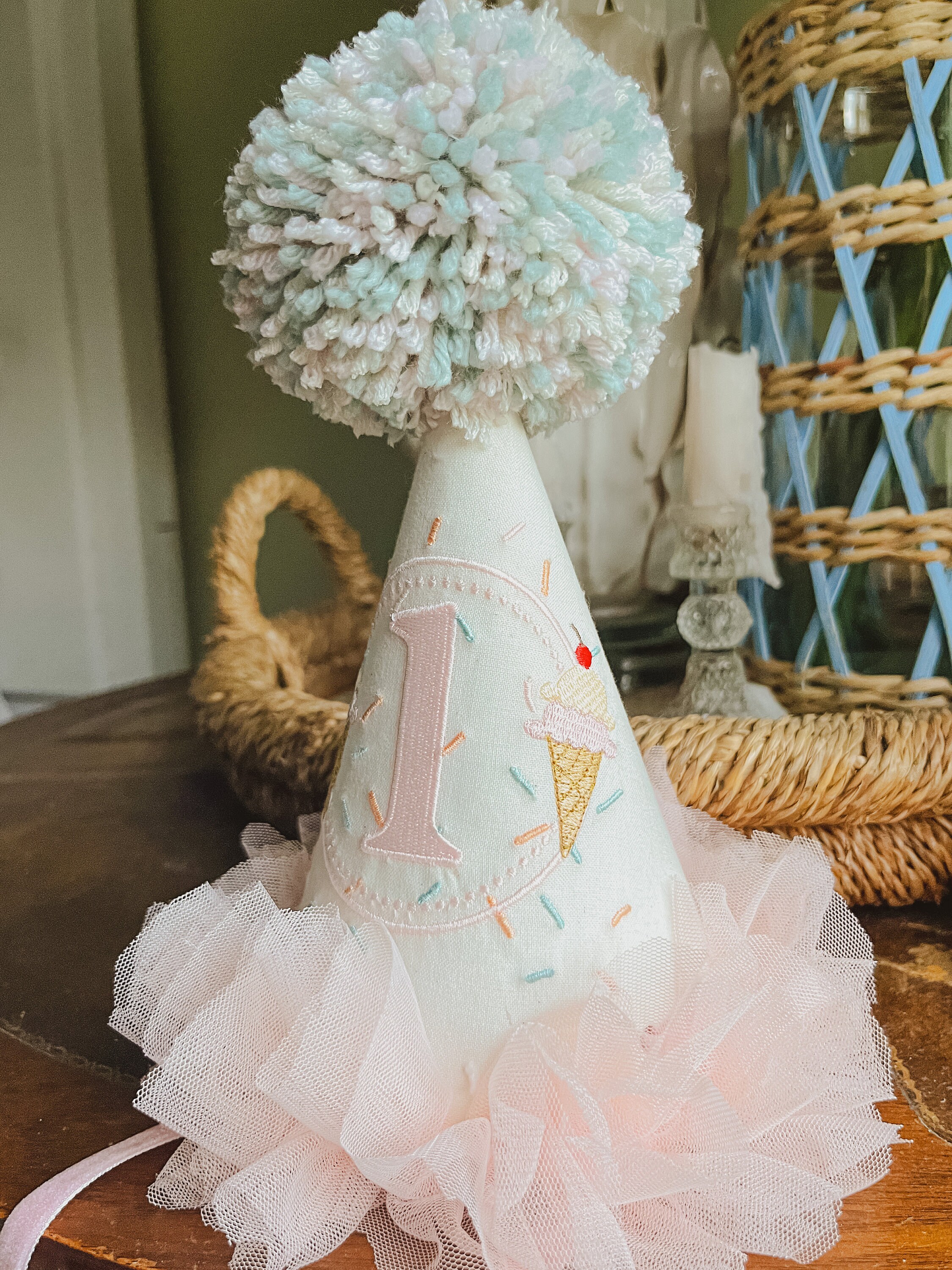 Ice Cream Themed Embroidered Party Hat - Etsy
