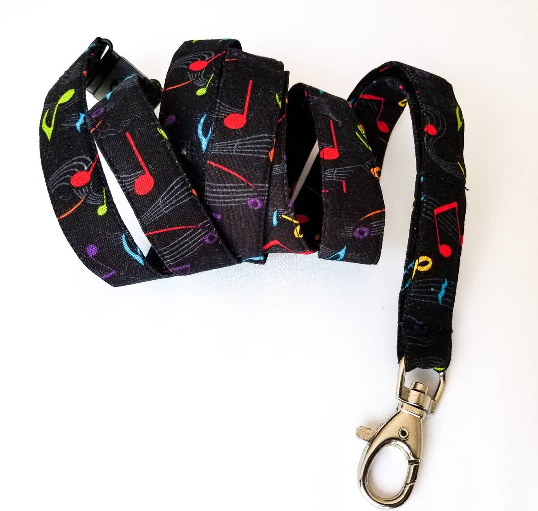 Extra Long Lanyard With Breakaway Safety in Multicolored Musical Notes ...