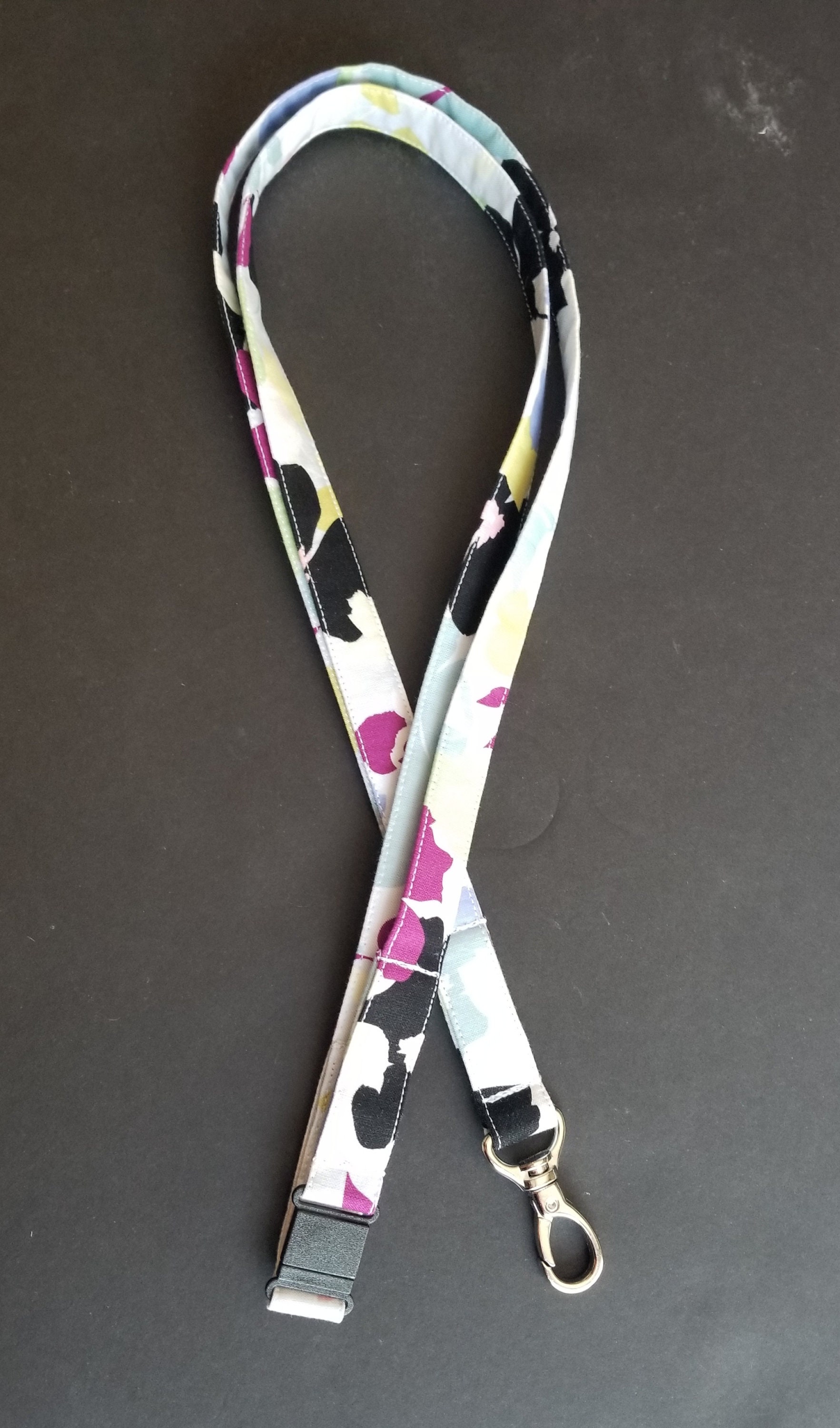 Breakaway Extra Long Safety Lanyard in Multicolor Abstract Flowers on ...