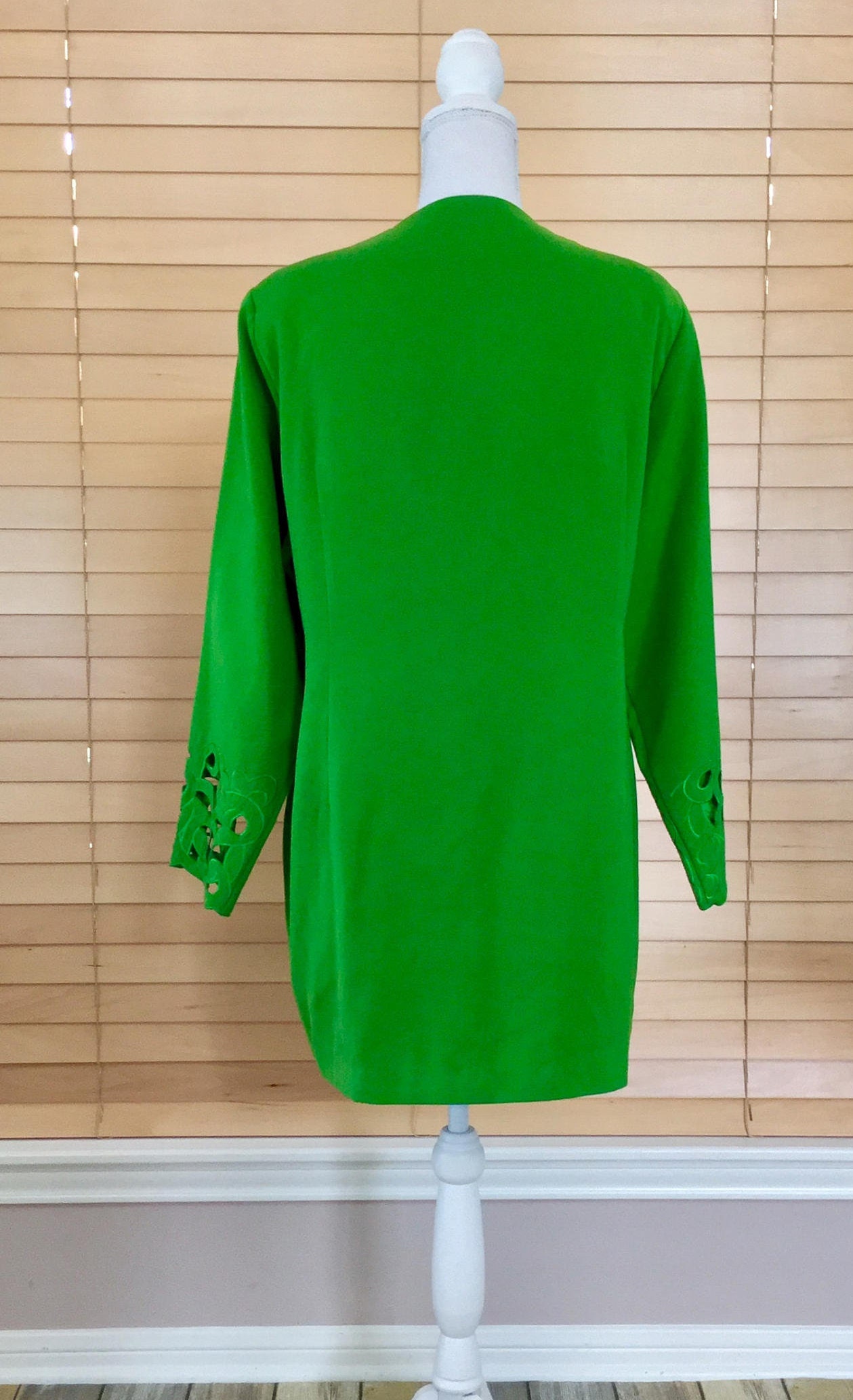 Bright Green Vintage Jessica Taylor Beaded Jacket / Coat With Swirl ...