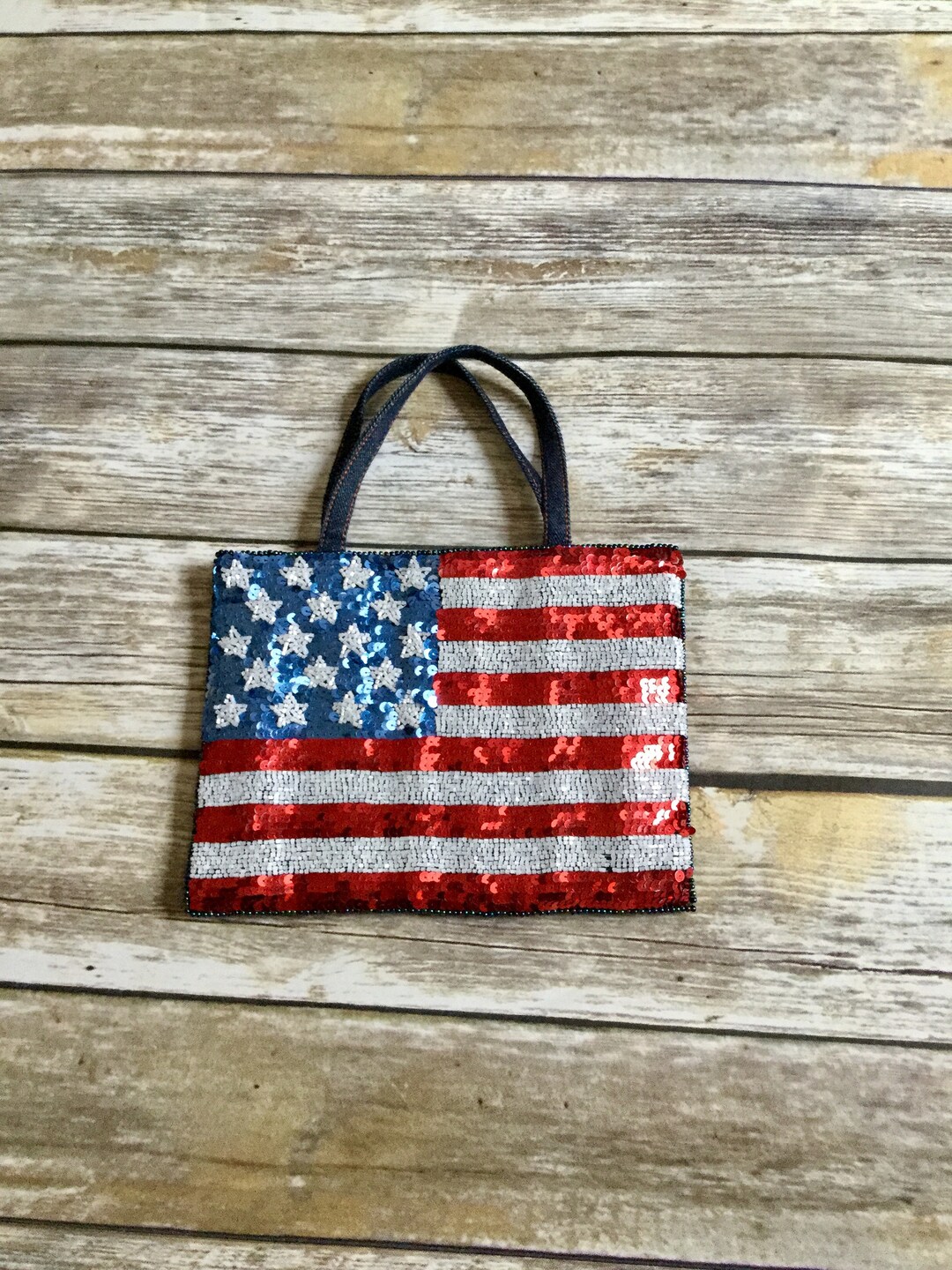 Vintage Beaded Sequined American Flag Purse - Etsy