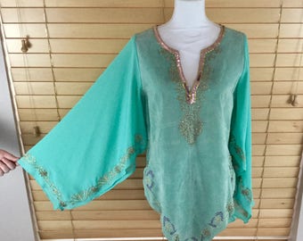 Turquoise Sequin Top - Etsy