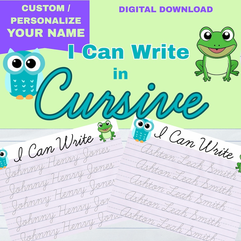 Personalized Cursive Handwriting Practice | Name Tracing (digital ...