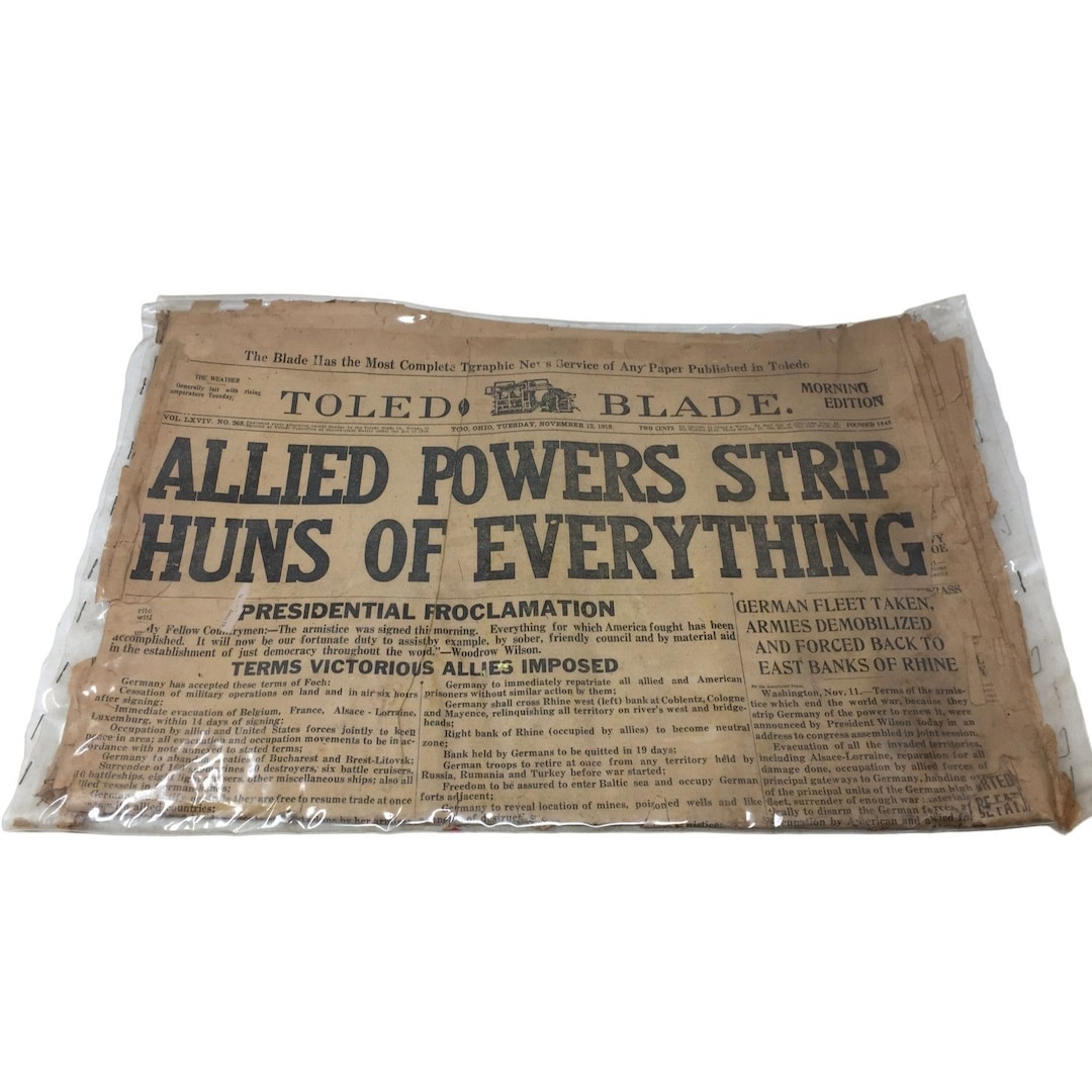 Vintage Collectible Toledo Blade Newspaper allied Powers Strip Huns of ...