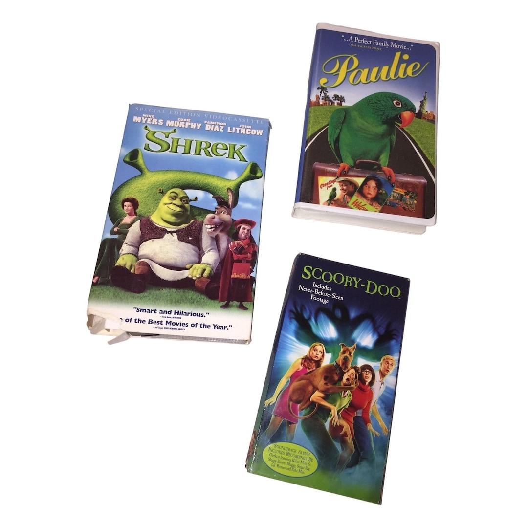 Set of 3 Vintage Kids VHS Tapes Shrek, Paulie & Scooby-doo - Etsy