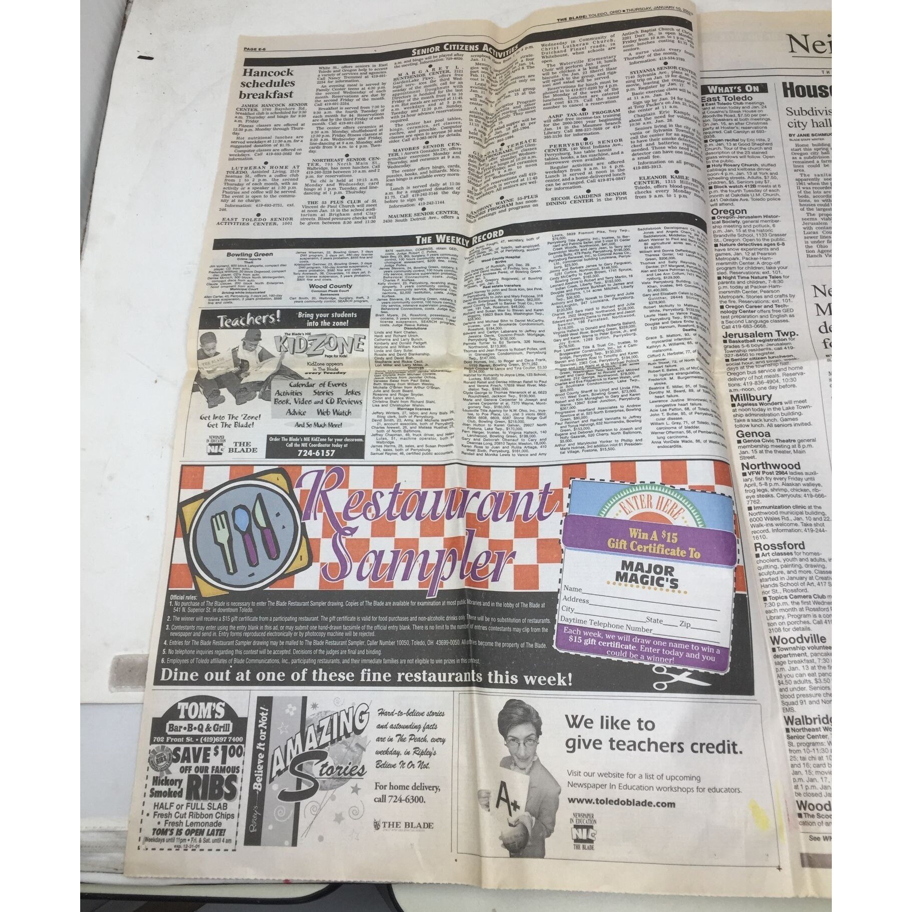 Vintage Collectible Newspaper neighbors East Jan. 10, 2002 - Etsy