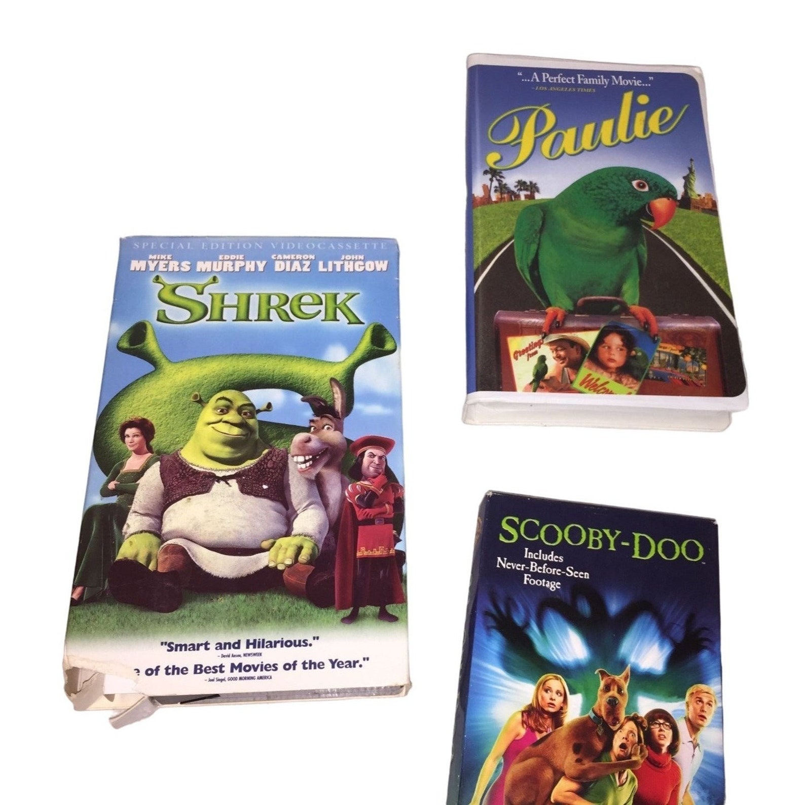 Set of 3 Vintage Kids VHS Tapes Shrek, Paulie & Scooby-doo - Etsy