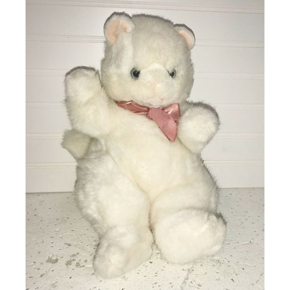 Vintage DAKIN Playful Kitten With Pink Bow Cat Rolling on Back - Etsy