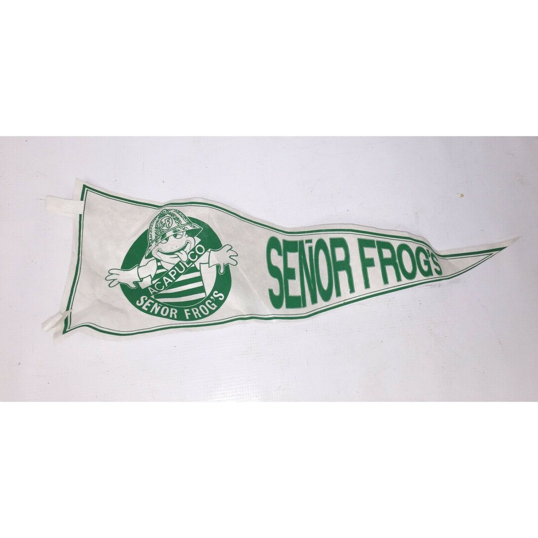 Vintage SENOR FROGS ACAPULCO White and Green Pennant Souvenir Bar - Etsy