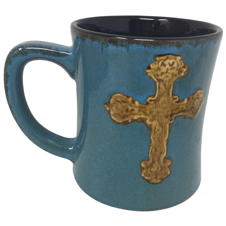 Cracker Barrel Country Store Oversize Stoneware Mug With Gold Cross - Etsy