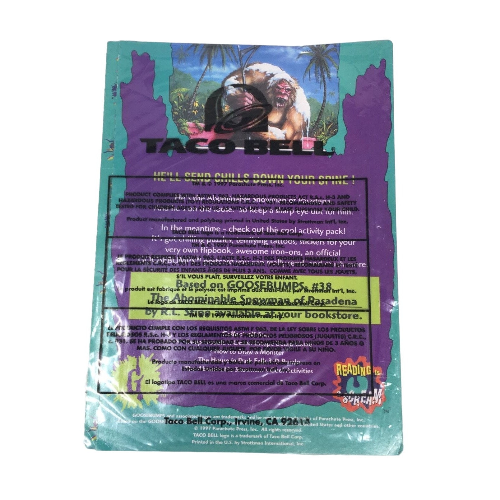 Goosebumps Vintage Taco Bell Restaurant Toy Books the Abominable ...