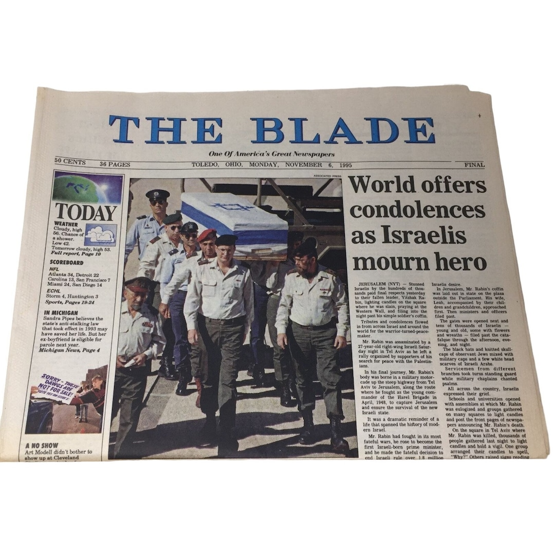 The Blade Newspaper Monday Nov. 6, 1995: World Offers Condolences as ...