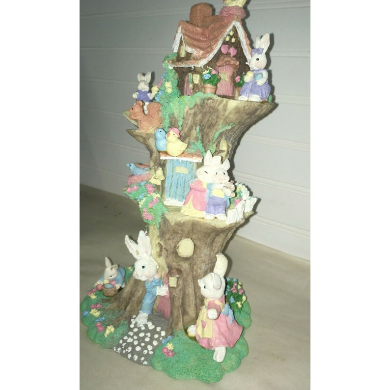 Tall EASTER Decor Rabbits and Thier Tree House Fun Festive Bunnies - Etsy