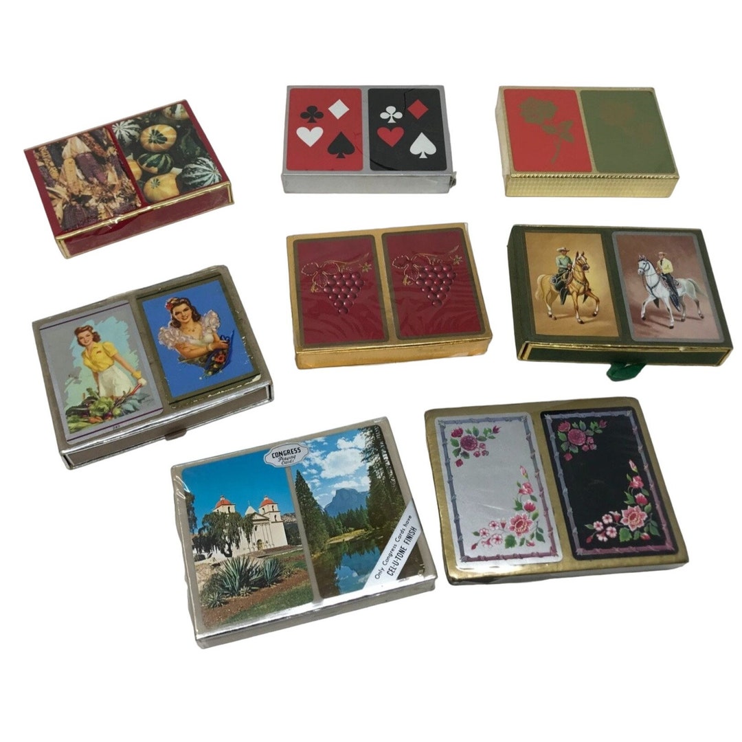 Vintage Lot of Playing Cards 8 Double Deck Sets Jules Erbit, Russell ...