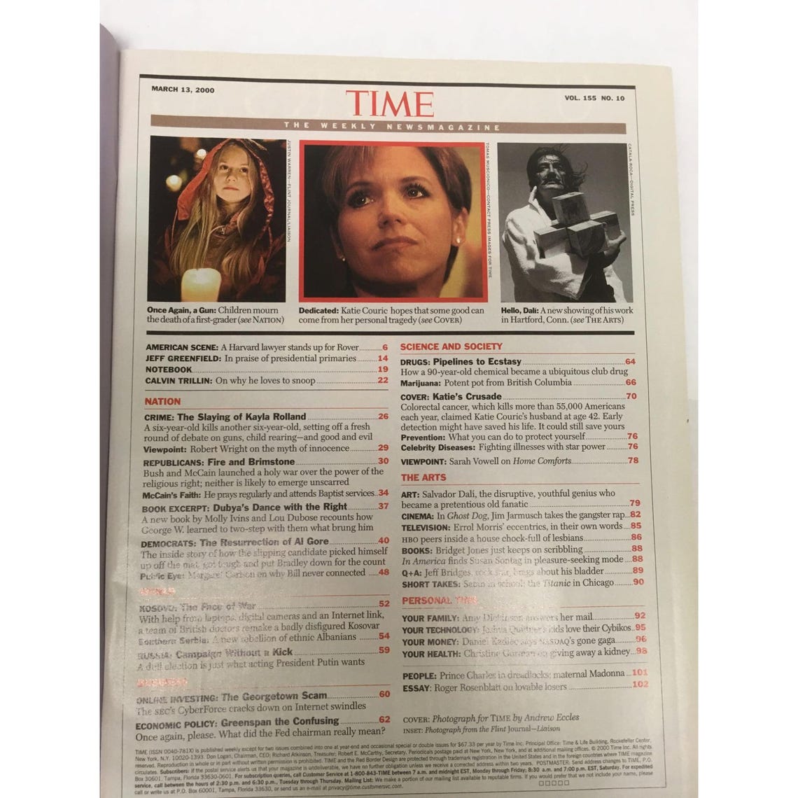 Vintage March 13, 2000 TIME Magazine ''katie's Crusade'' - Etsy