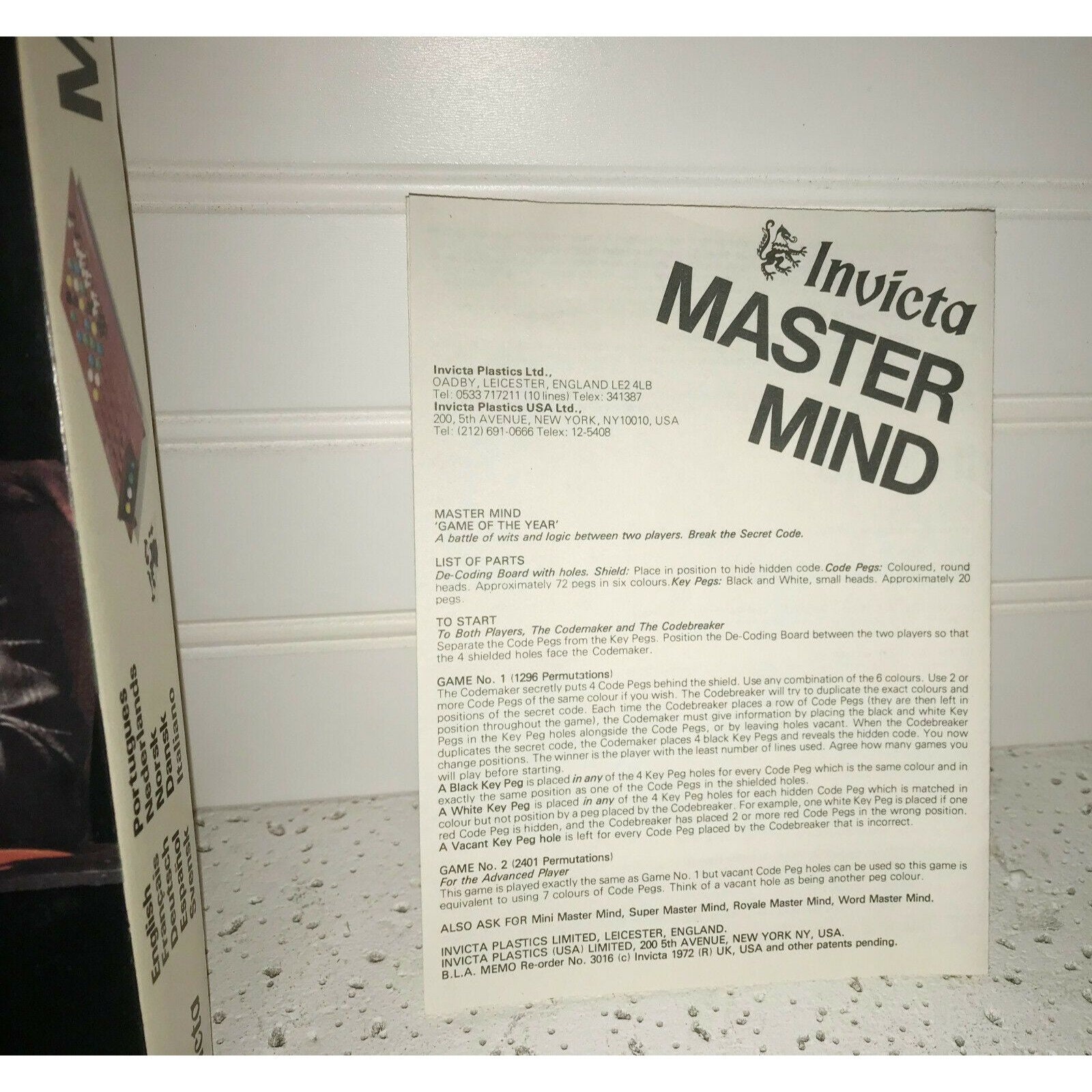 Vintage Original MASTER MIND Board Game Invicta Made in England - Etsy