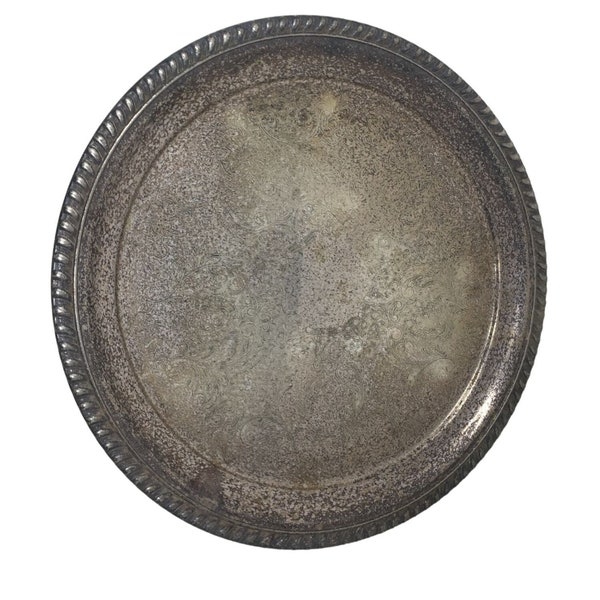 Round Metal Vintage Tray - Etsy