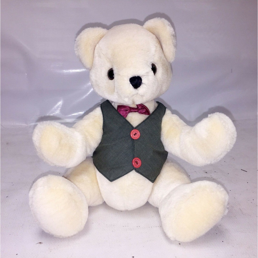 Applause 1988 Jointed TEDDY BEAR Plush Toy W Bowtie and Vest - Etsy
