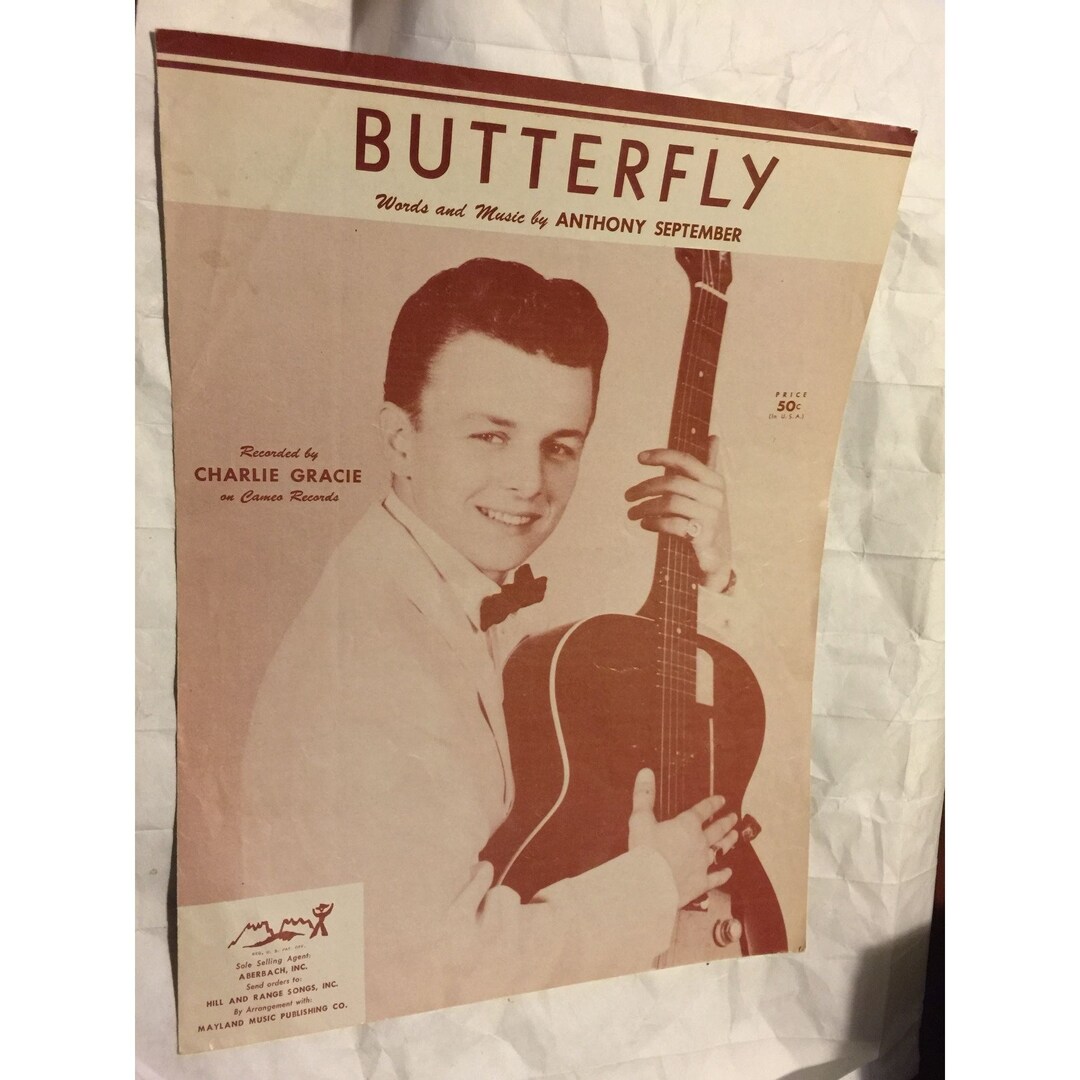 Butterfly charlie Gracie on Front Cover Sheet Music January 1, 1957 - Etsy