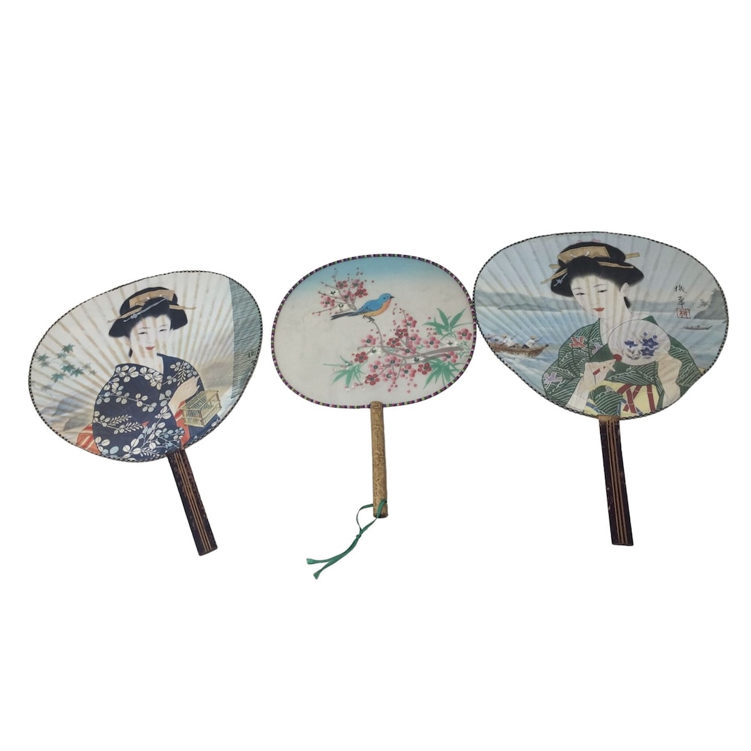 Vintage Set of 3 Chinese/japanese Round Hand Fans - Etsy