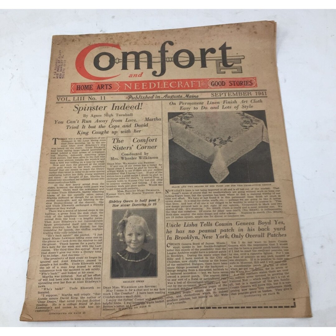 Vintage Collectible Comfort & Needlecraft Home Arts Magazine Sept. 1941 ...
