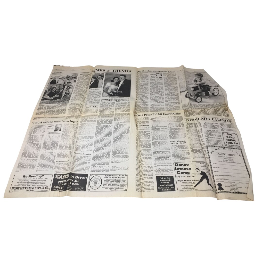 Vintage Newspaper the Bryan Times July 3, 1996 - Etsy