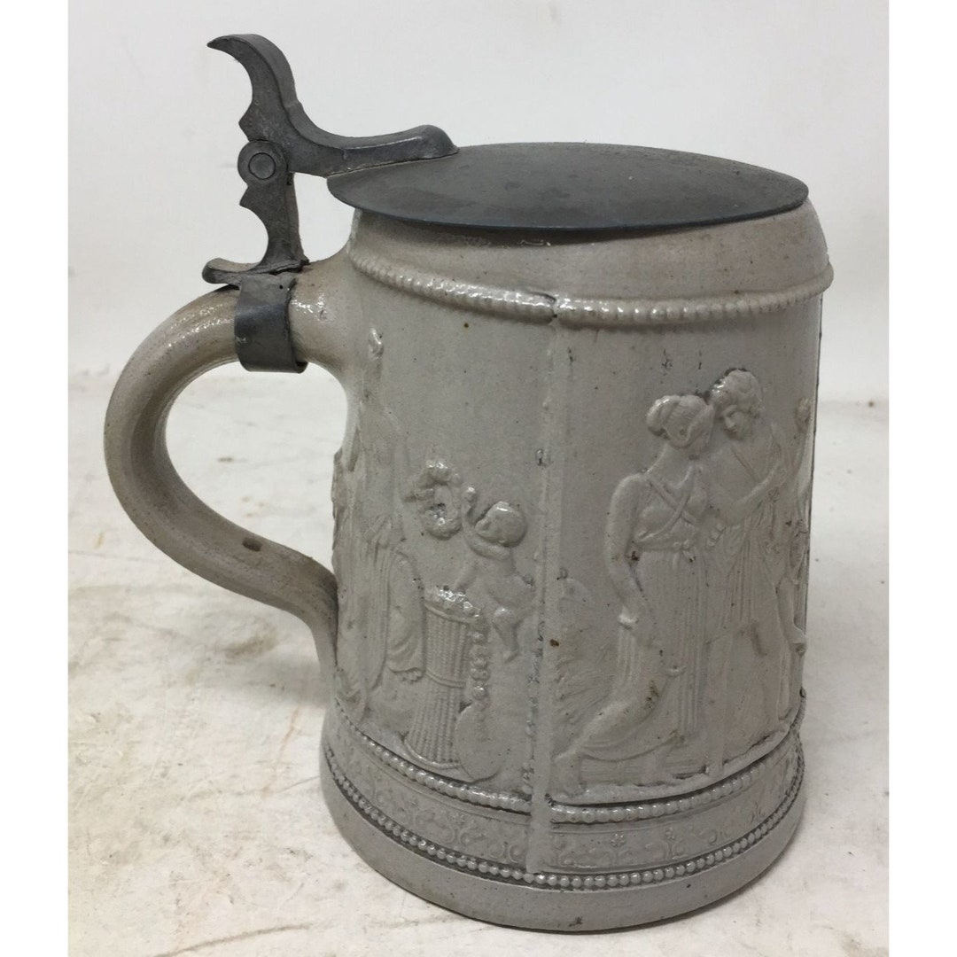 Antique .5L Glazed German Pottery Beer Stein With Lid - Etsy
