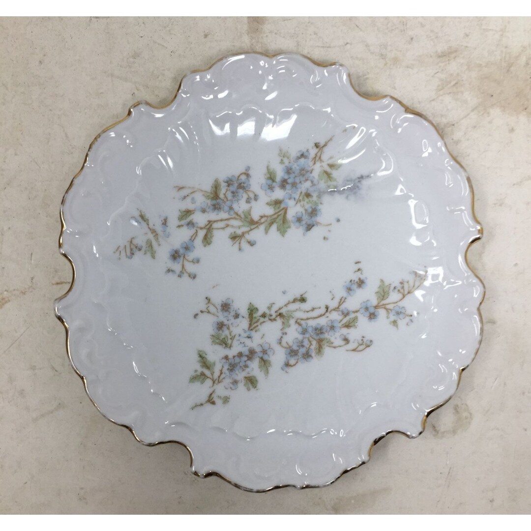 Vintage Decorative Plate Gold Rim With Blue Flowers - Etsy