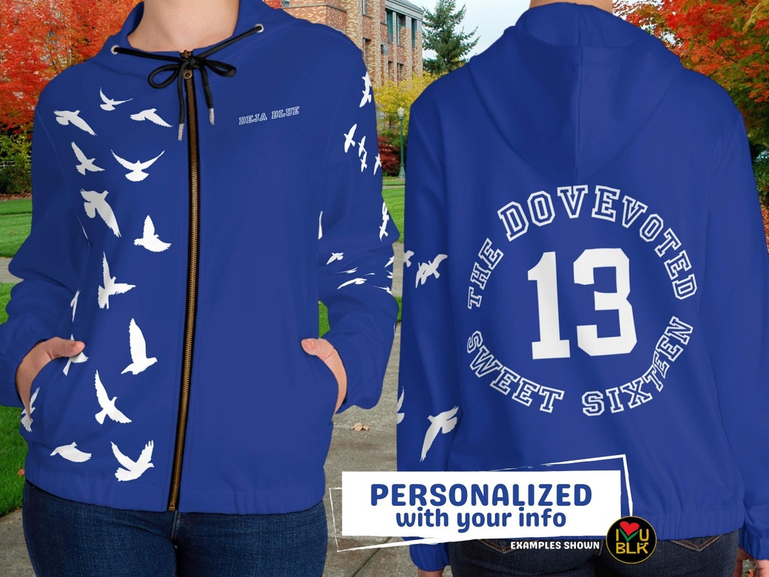 Blue Sorority Line Hoodie | Soror Number Jacket | Blue & White Custom ...