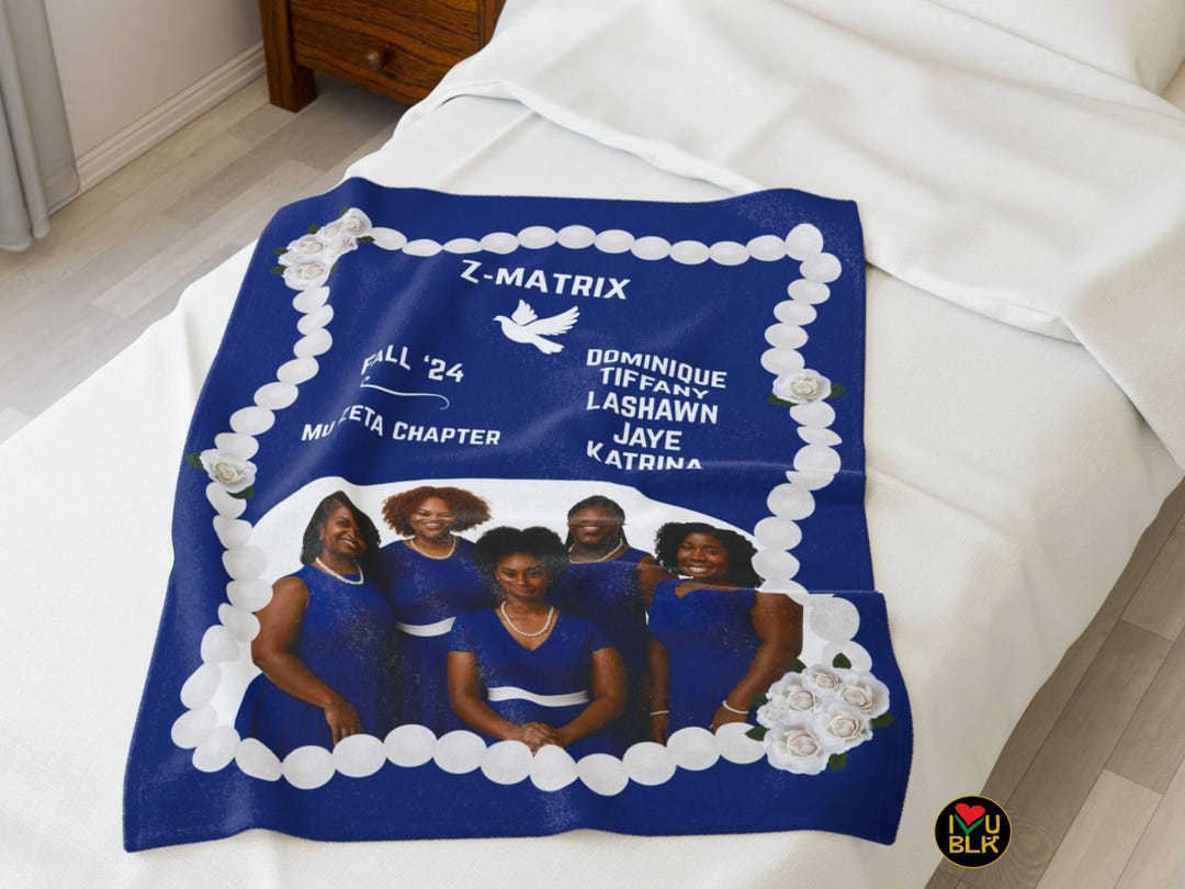 Blue & White Sorority Line Sister Custom Plush Blanket | Initiation ...