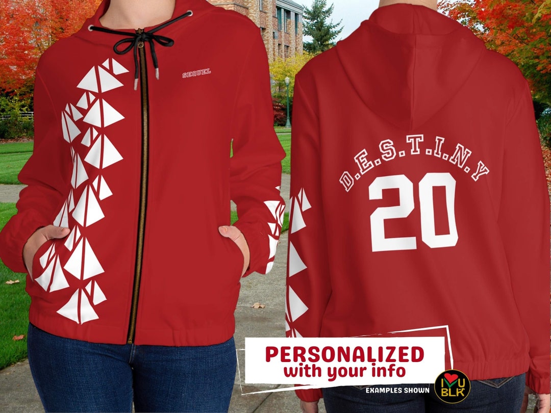 Red Sorority Custom Line Jacket Hoodie | Soror Number Zipped ...