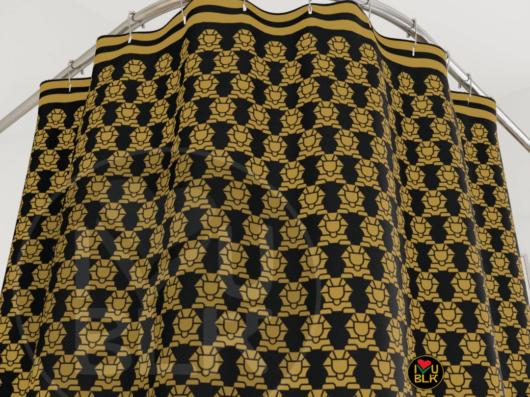 Sphinx Motif Black Shower Curtain | Fraternity Home Decor | Gold ...