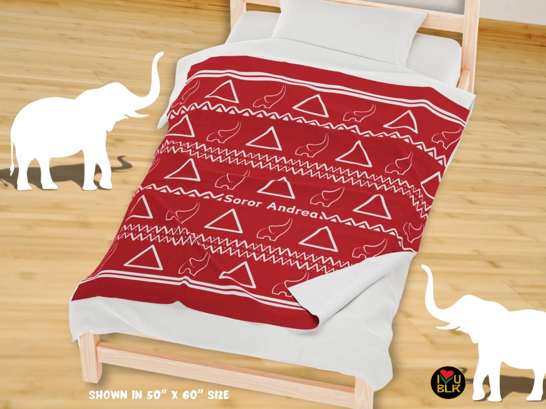 Red & White Sorority Blanket | Elephant Graphic Soft Throw ...