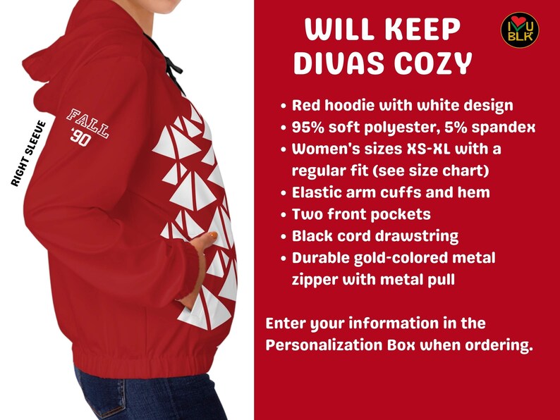 Red Sorority Custom Line Jacket Hoodie | Soror Number Zipped ...