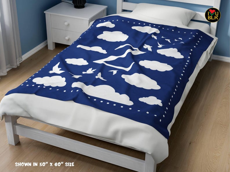 Blue & White Sorority Blanket | White Dove Graphic Soft Throw ...