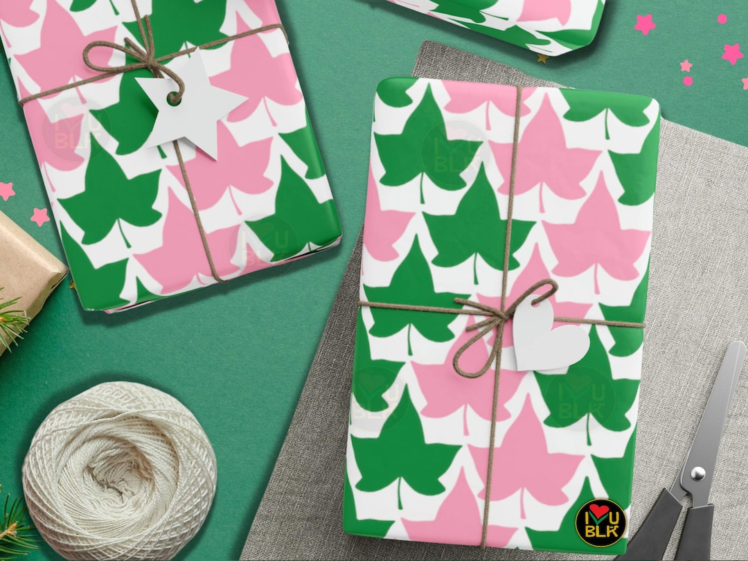 Pink & Green Ivy Gift Wrap Paper Roll Gift Wrapping Sheet for Alpha ...